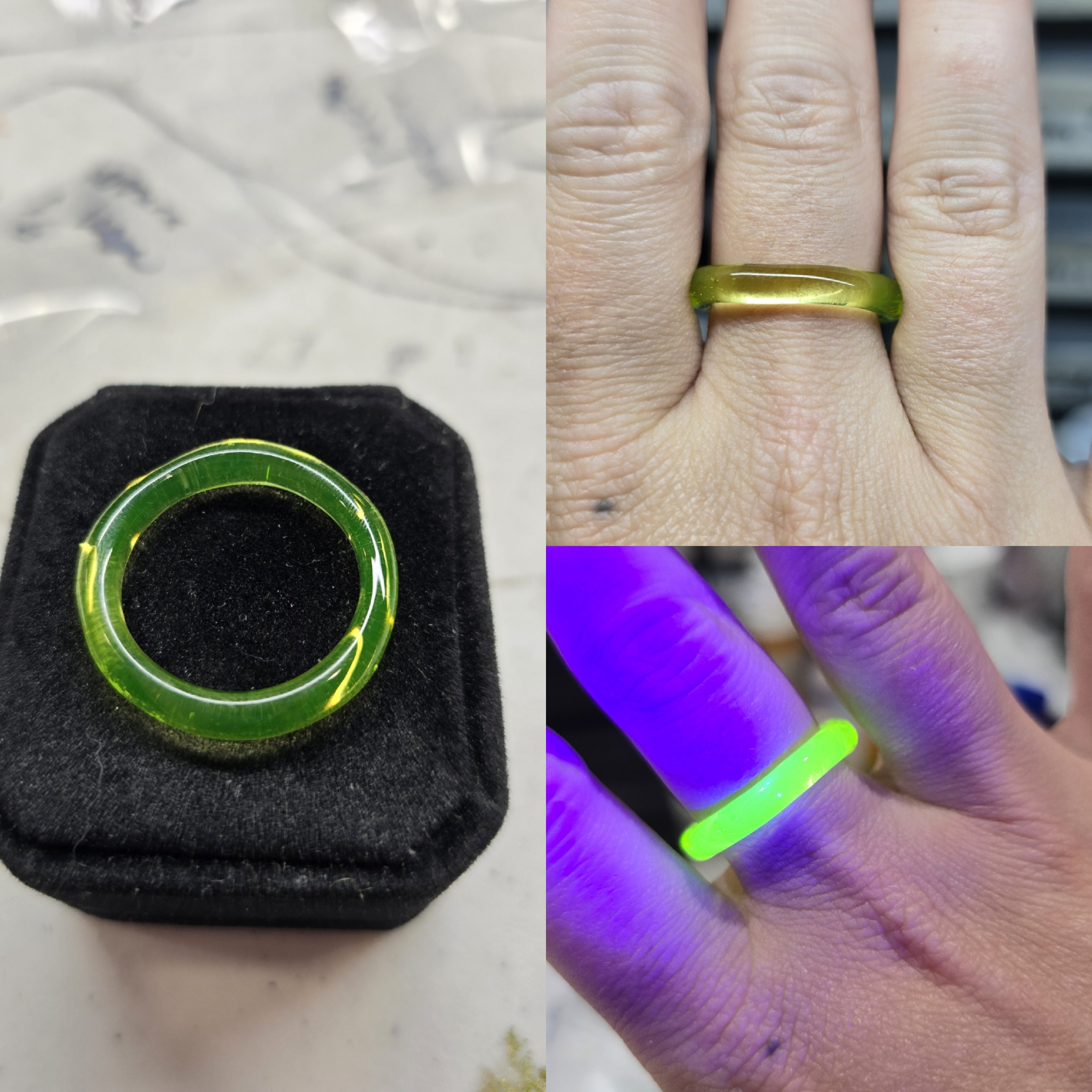 Uranium glass rings – Shadow Gems and Jewelry Co